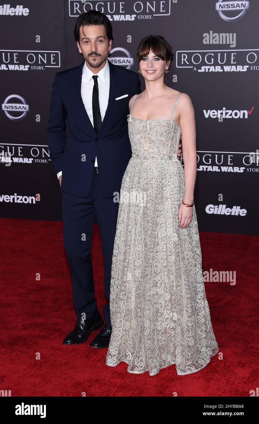 Diego Luna and Felicity Jones arriving at Lucasfilm's "Rogue One: A ...