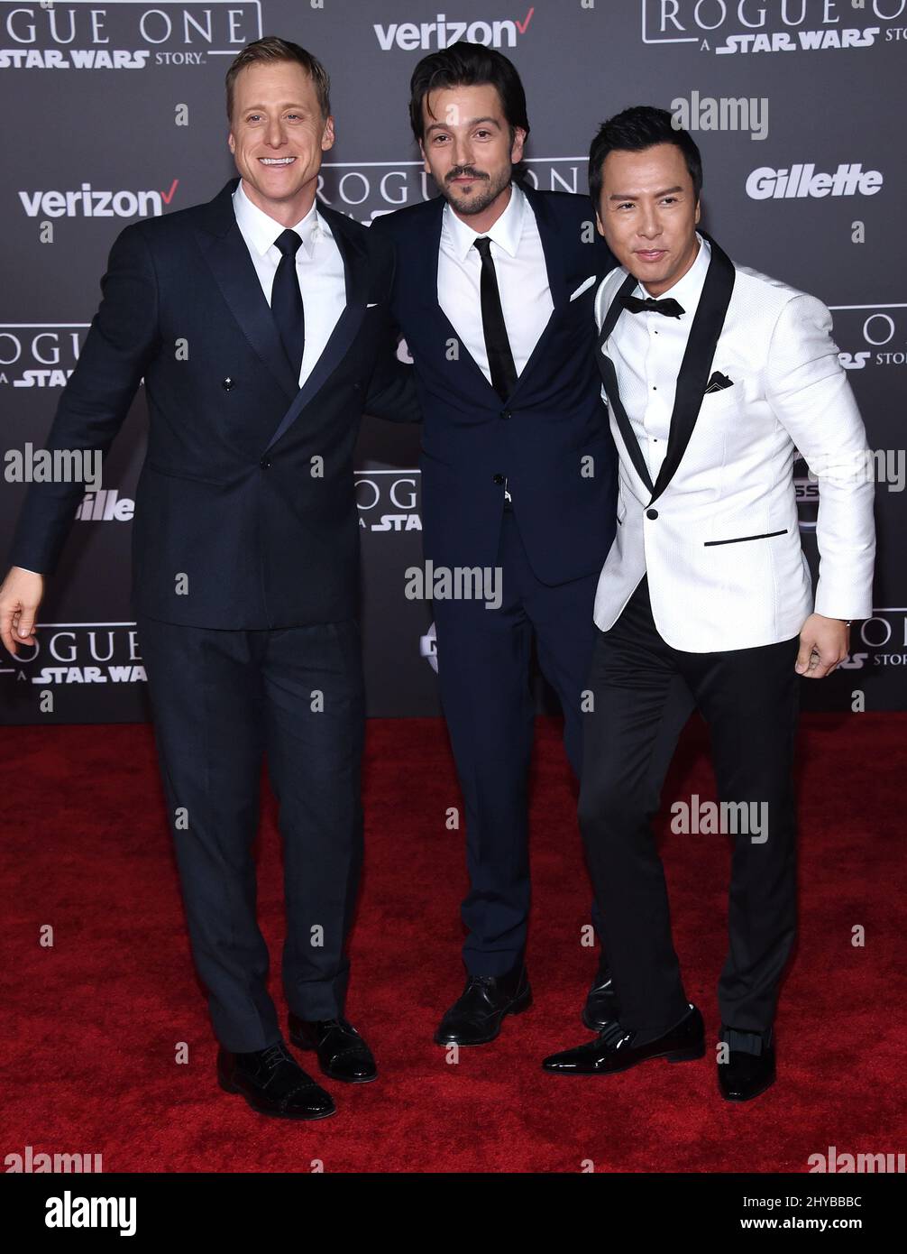 Alan Tudyk, Diego Luna and Donnie Yen arriving at Lucasfilm's "Rogue One: A Star Wars Story ...