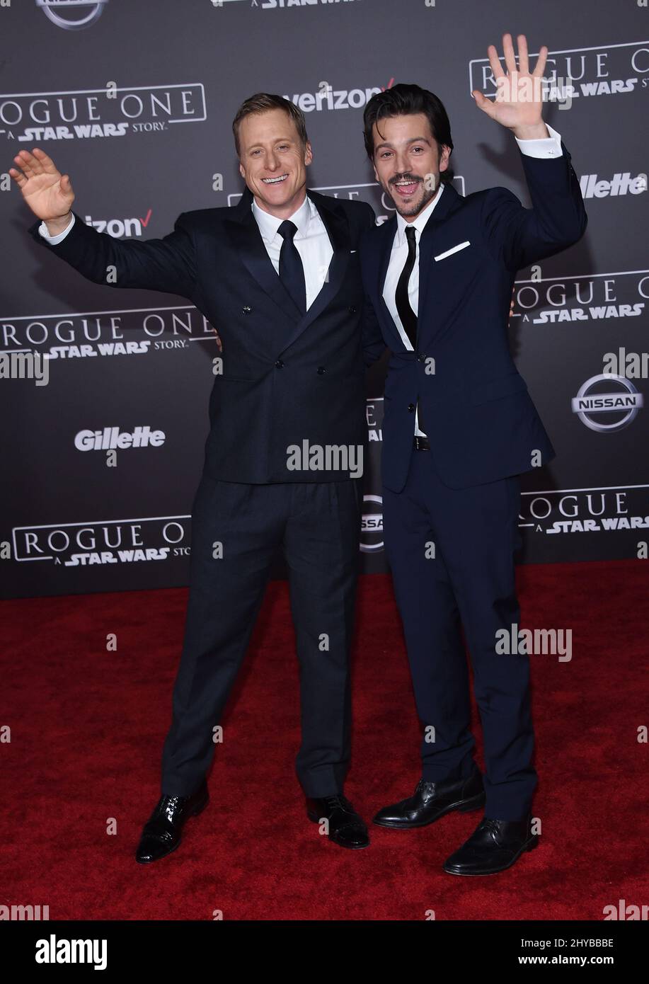 Alan Tudyk and Diego Luna arriving at Lucasfilm's "Rogue One: A Star Wars Story" world premiere ...