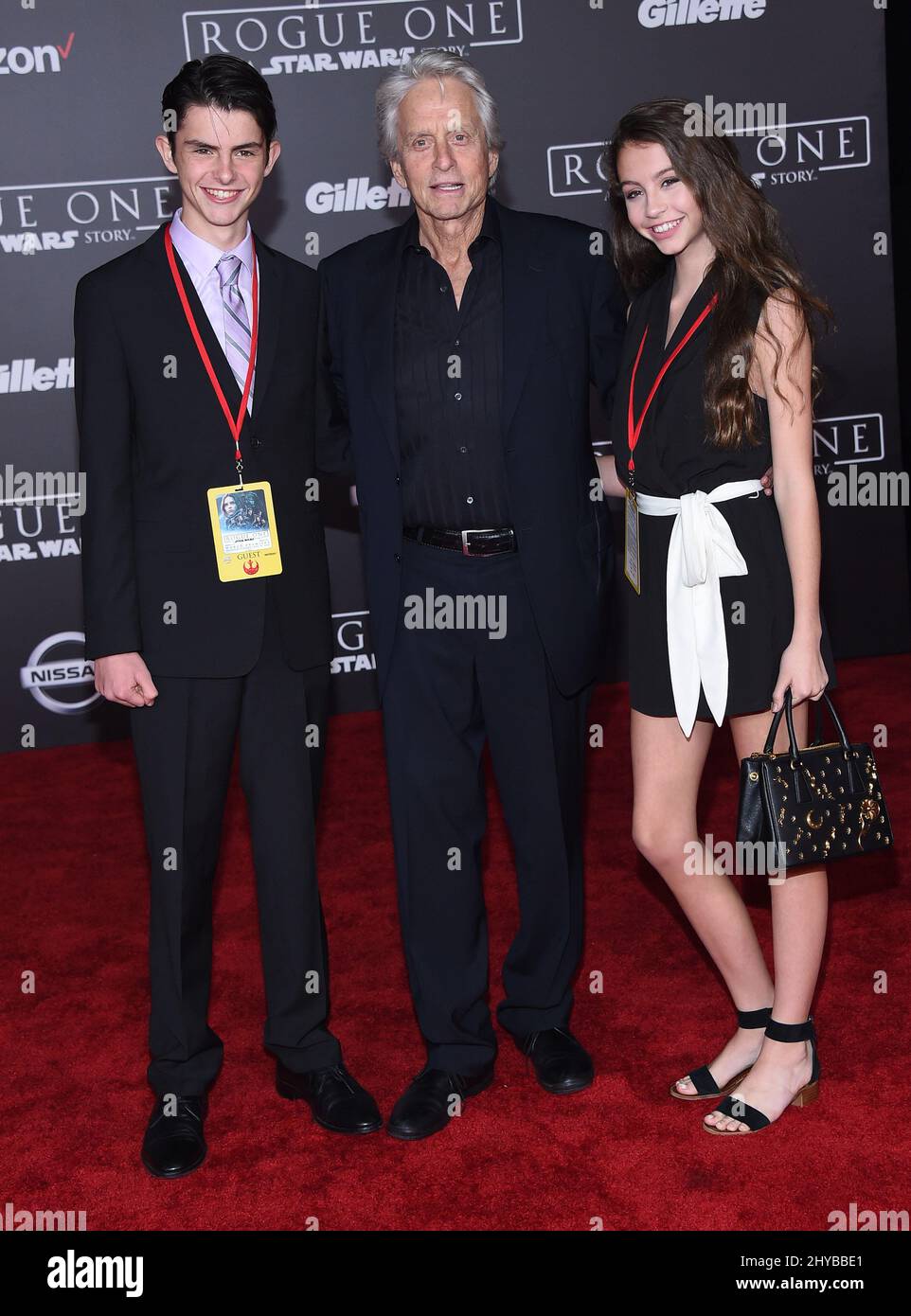 Michael Douglas, Dylan Douglas and Carys Douglas arriving at Lucasfilm ...