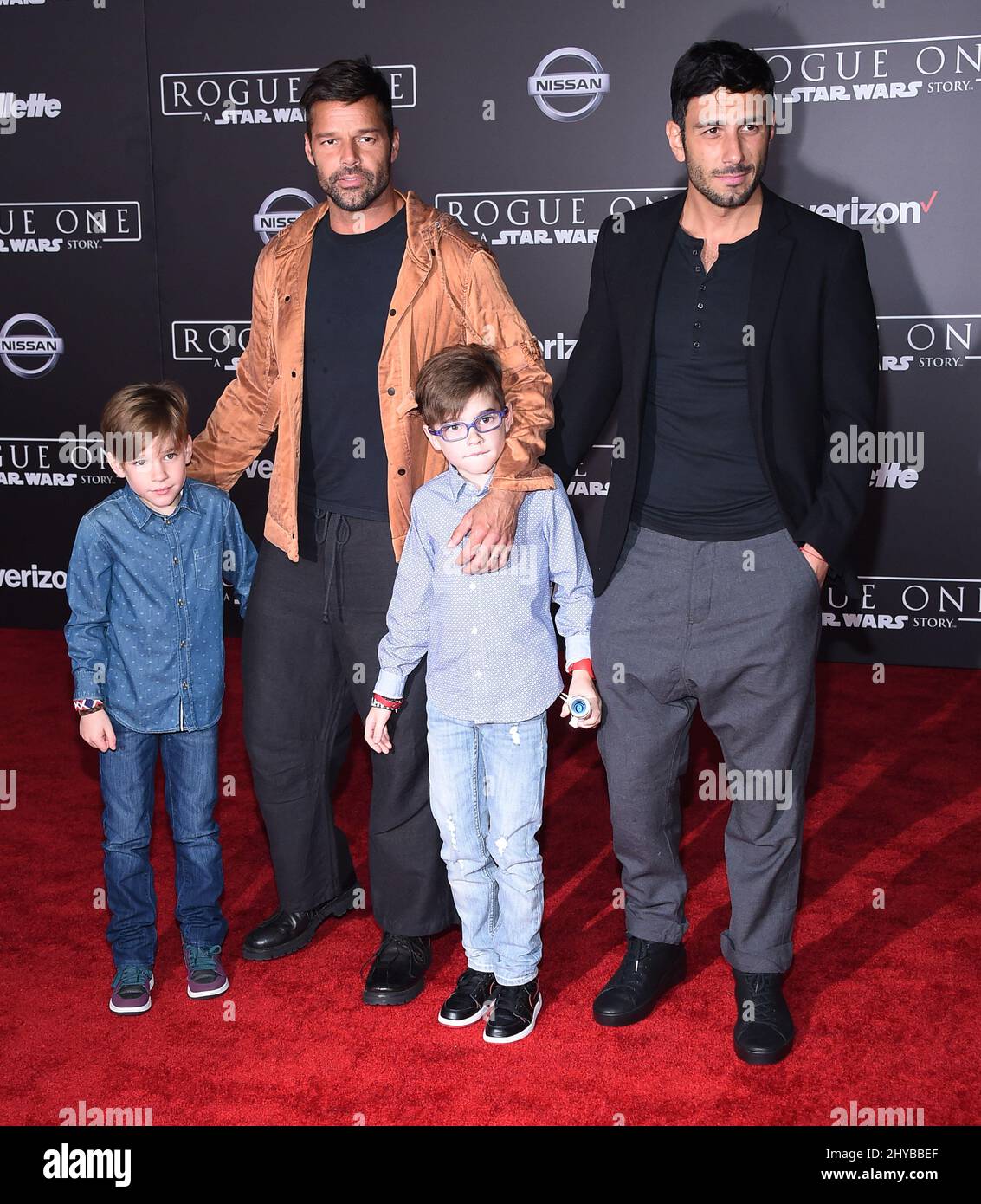 Ricky Martin, Matteo Martin, Valentino Martin and Jwan Yosef arriving ...
