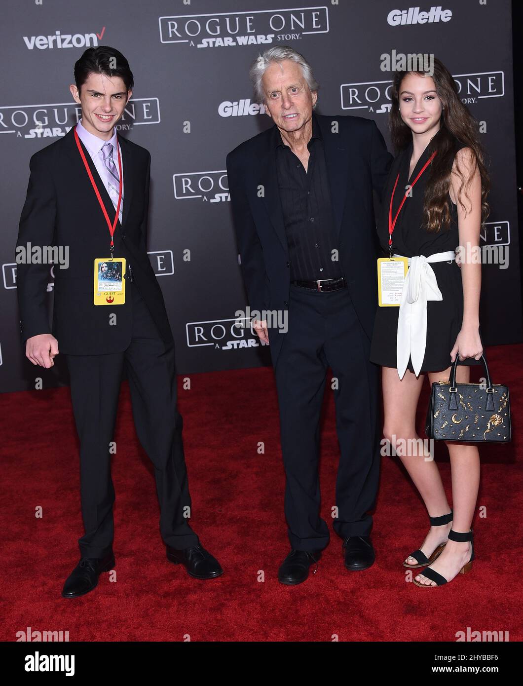 Michael Douglas, Dylan Douglas and Carys Douglas arriving at Lucasfilm ...