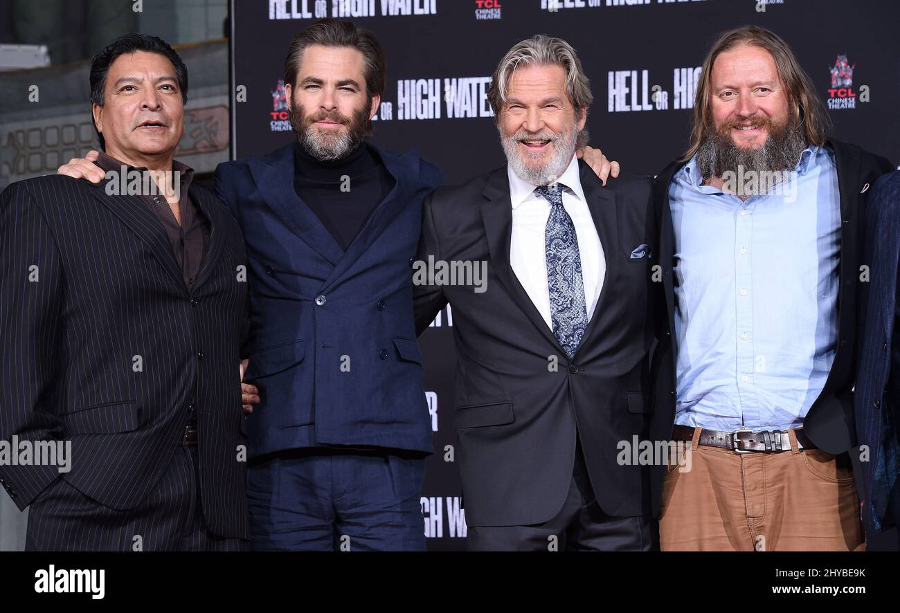 Gil Birmingham, Chris Pine, Jeff Bridges and David Mackenzie attending ...