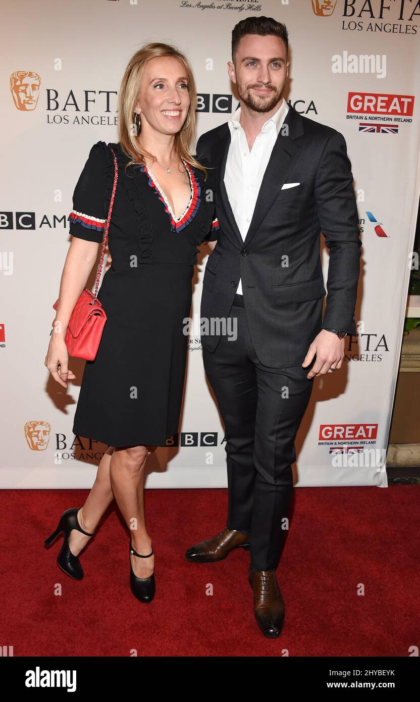 Aaron Taylor-Johnson and Sam Taylor-Johnson attending the BAFTA Tea ...