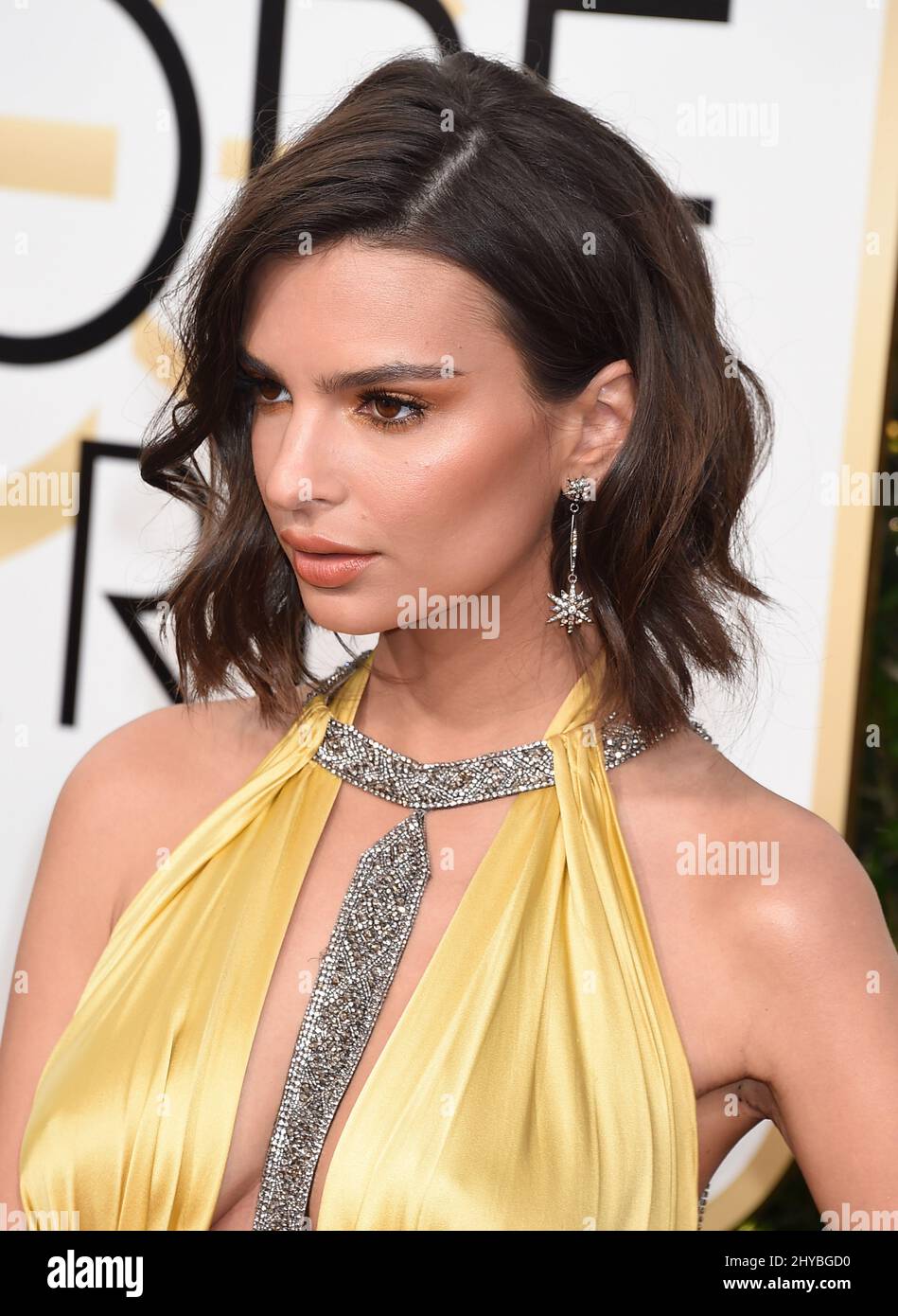 Emily Ratajkowski attending the 74th Annual Golden Globe Awards held at ...