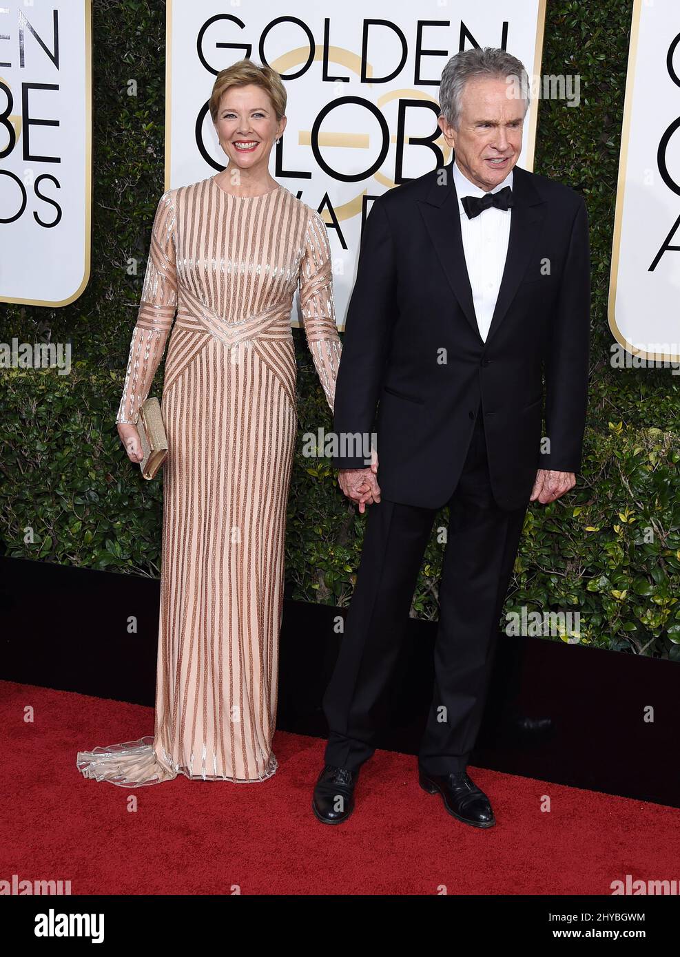 Warren Beatty and Annette Bening attending the 74th Annual Golden Globe ...
