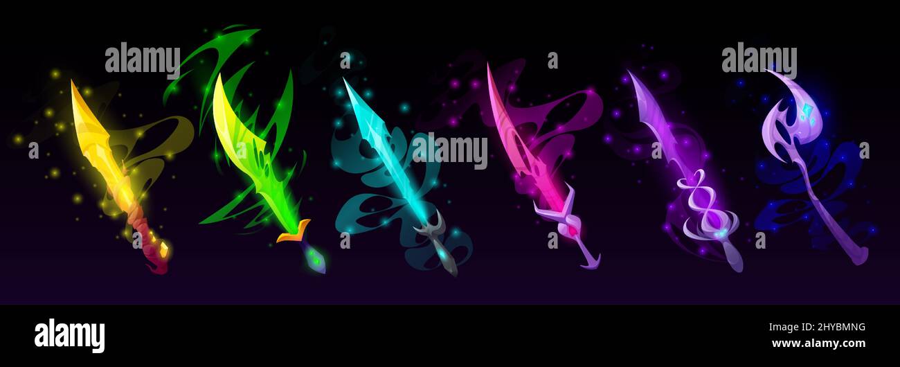 Magic weapon, swords, axes and knives for game interface. Vector ...