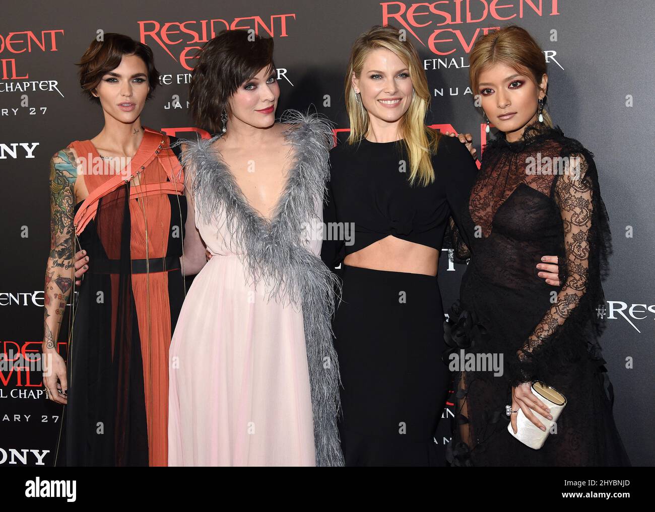 Ruby Rose, Milla Jovovich, Ali Larter and Rola attending the Los Angeles premiere screening of ...