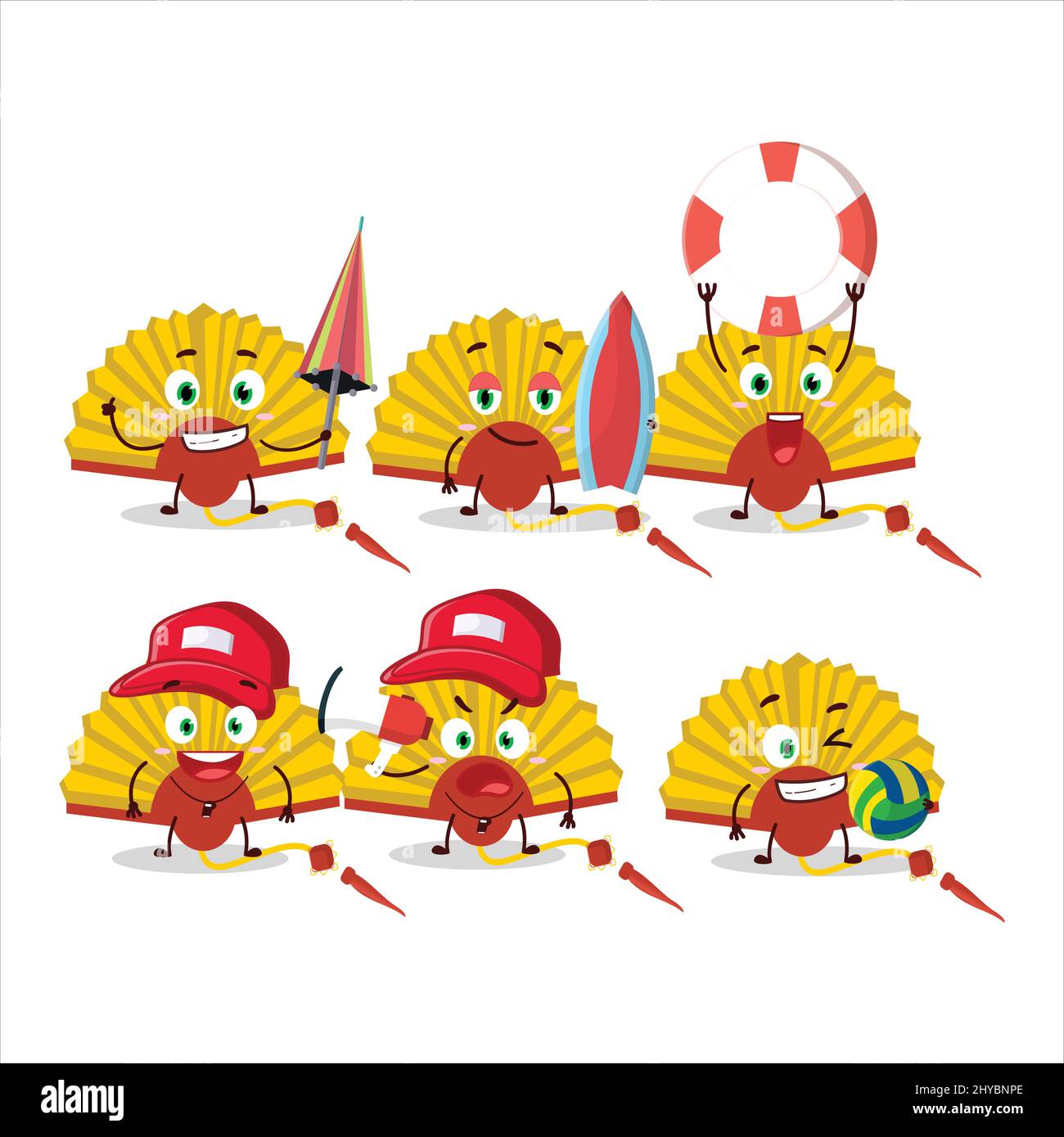 On the beach with a fan Stock Vector Images - Alamy