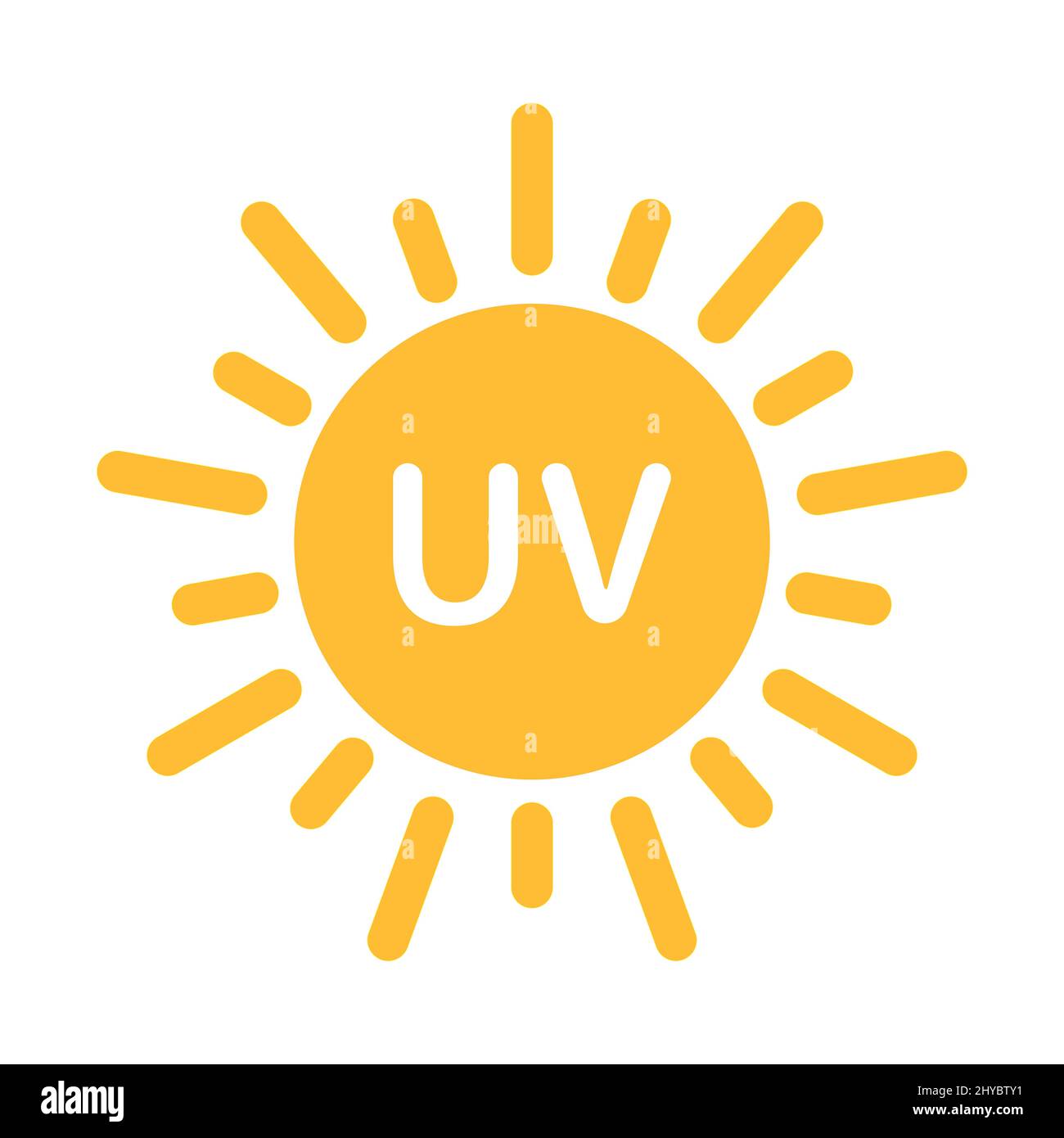 UV radiation icon vector solar ultraviolet light symbol for graphic ...