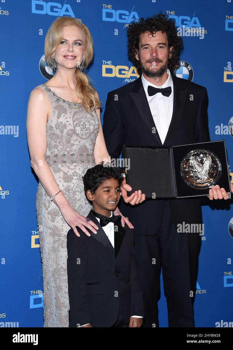 Garth Davis, Nicole Kidman and Sunny Pawar in the press room during the ...