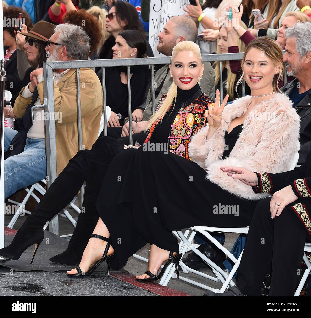 Gwen Stefani and Behati Prinsloo attending Adam Levine's Hollywood Walk ...