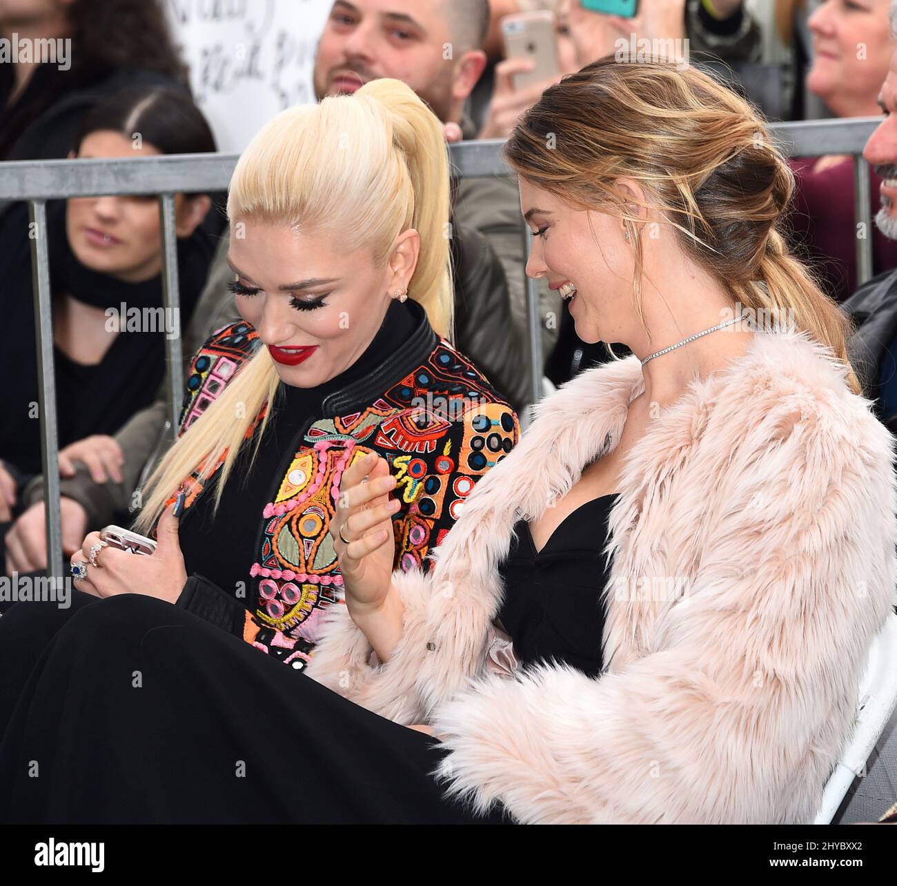 Gwen Stefani and Behati Prinsloo attending Adam Levine's Hollywood Walk ...