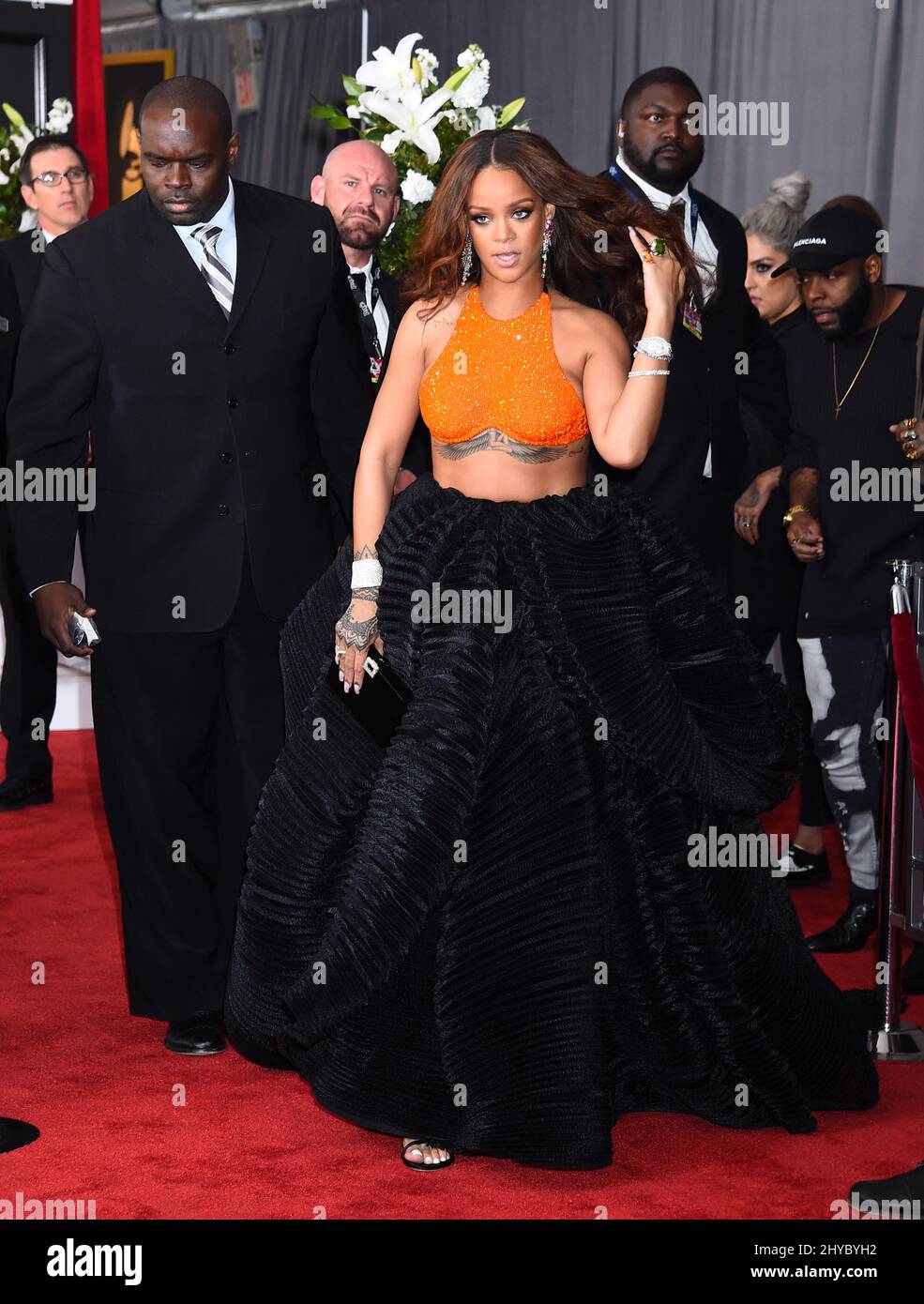 Rihanna attending the 59th Annual Grammy Awards in Los Angeles Stock ...