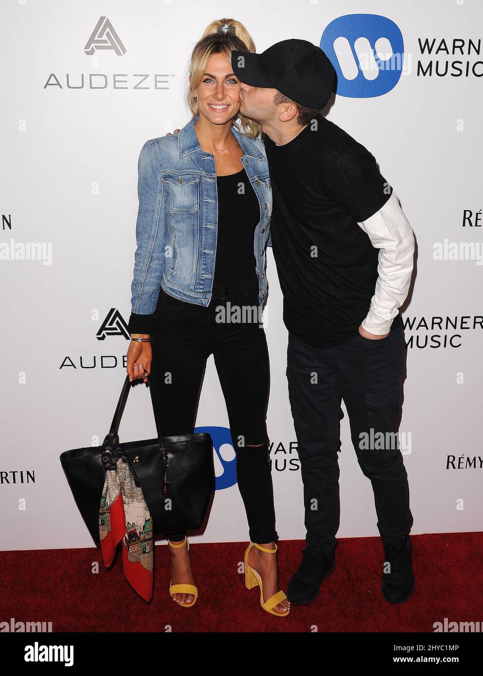Tyler Joseph, Jenna Black attending the Warner Music Group Hosts Annual Grammy Celebration Stock ...