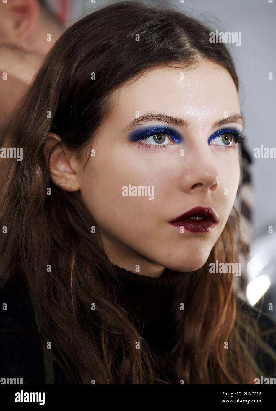 Model backstage during the Anna Sui Fall 2017 Collection held at ...