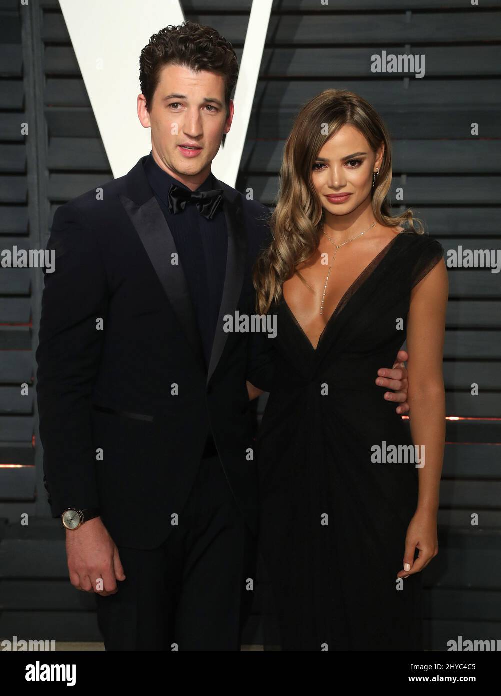Miles Teller, Keleigh Sperry at 2017 Vanity Fair Oscar Party hosted by ...