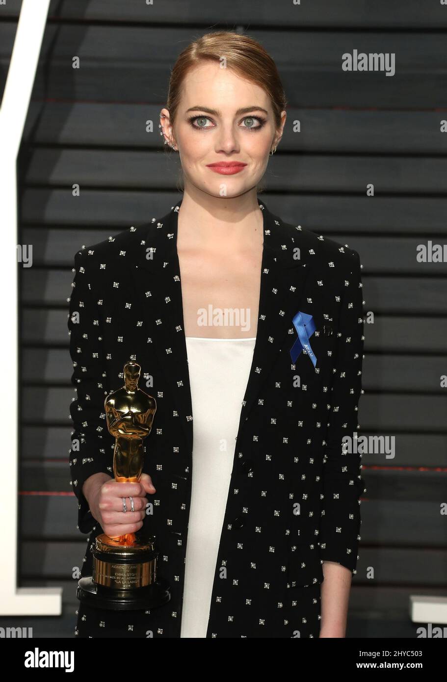 Emma Stone arriving at the Vanity Fair Oscar Party in Beverly Hills ...