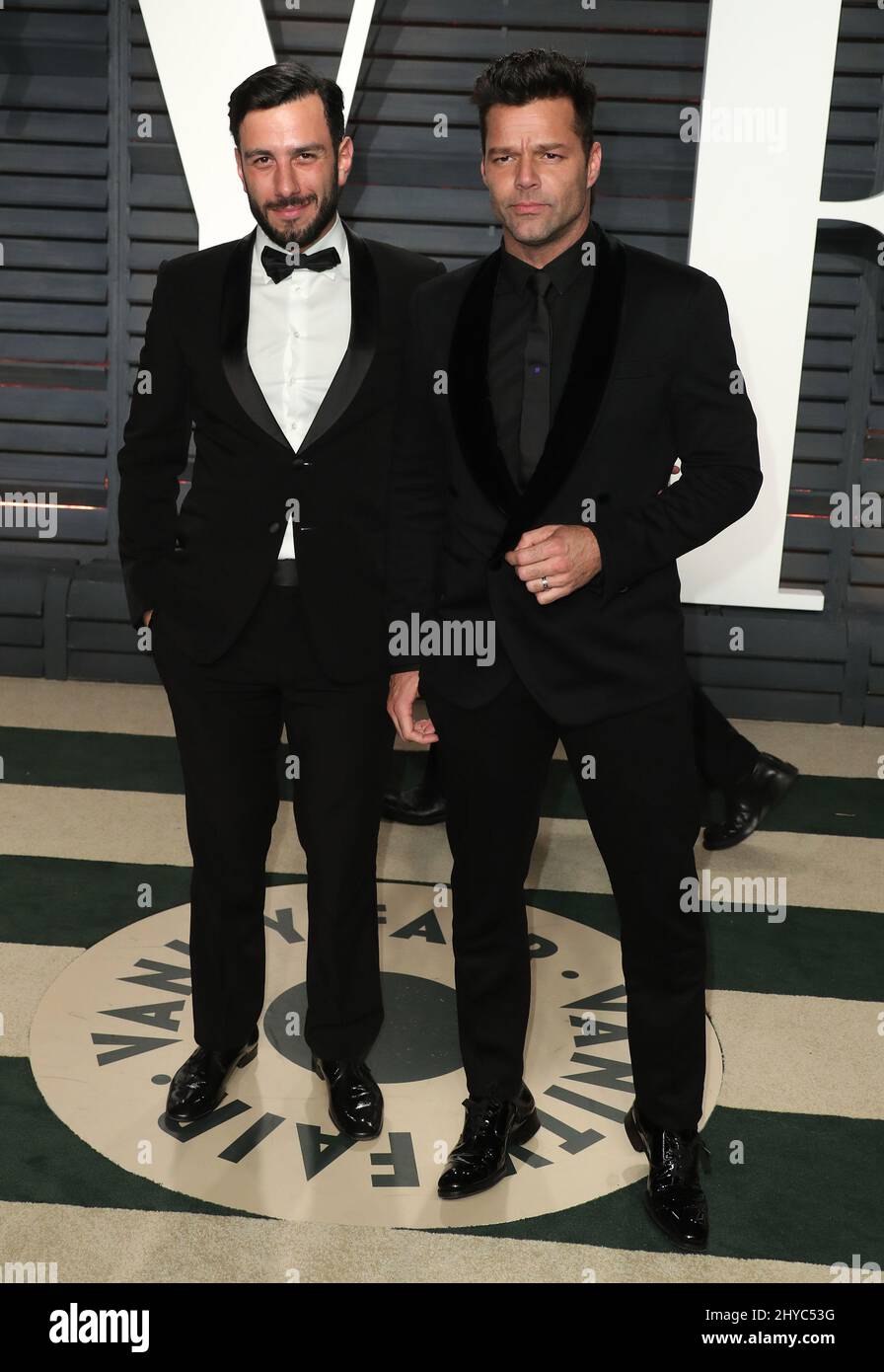 Ricky Martin, Jwan Yosef arriving at the Vanity Fair Oscar Party in ...