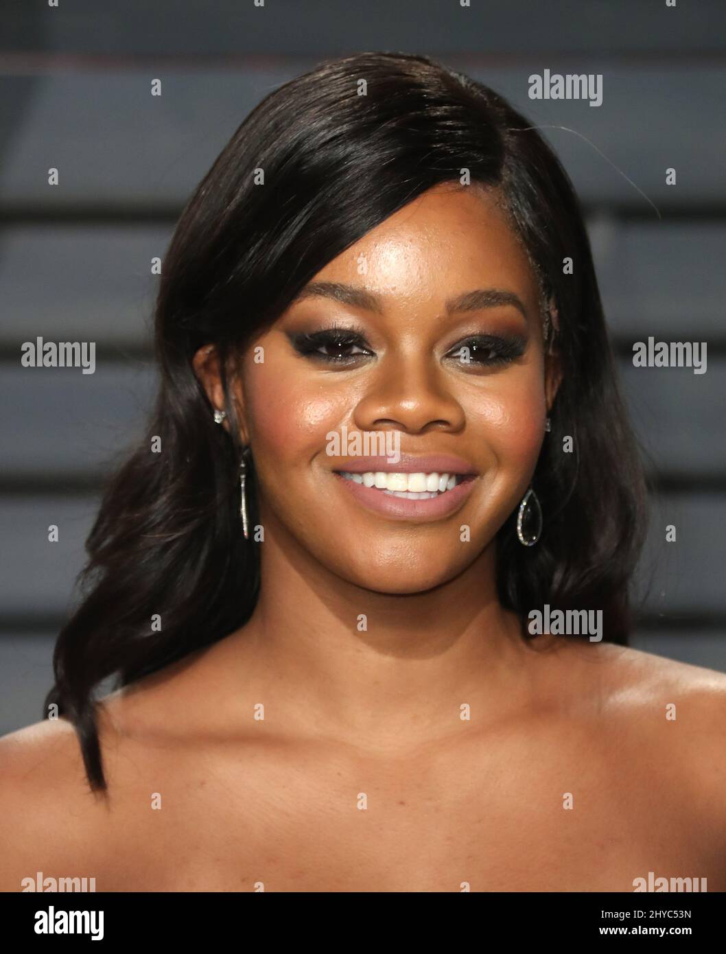 Gabby Douglas arriving at the Vanity Fair Oscar Party in Beverly Hills ...