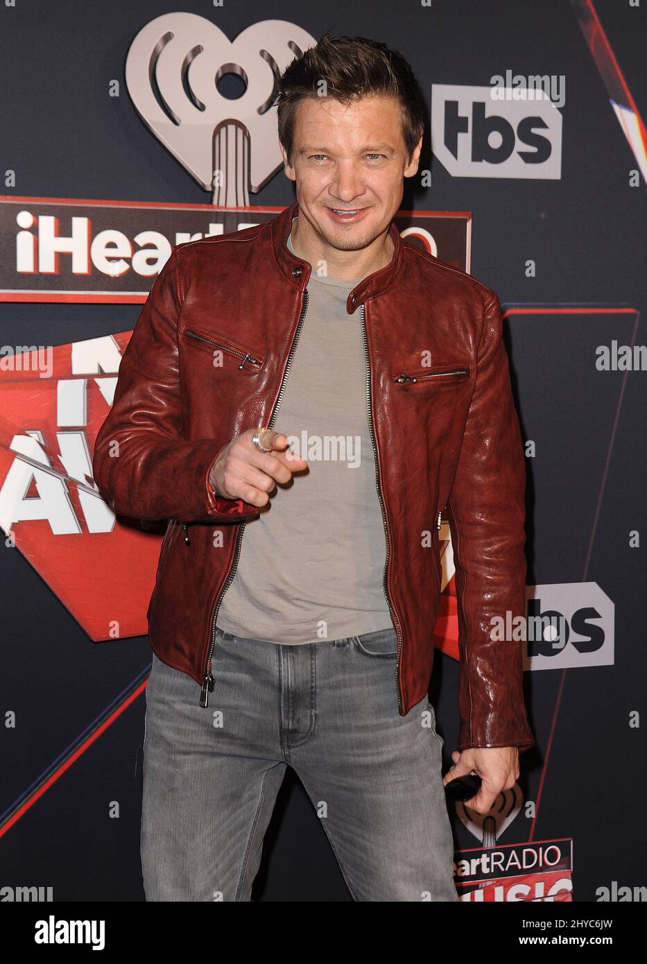 Jeremy Renner attending the 2017 iHeart Radio Music Awards held at The ...