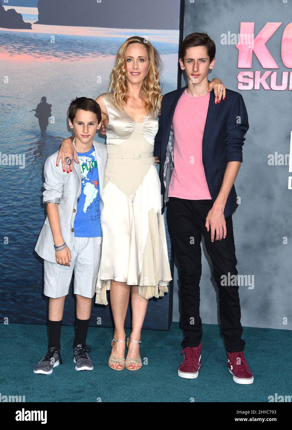 Leo Kipling Boyer, Kim Raver and Luke West Boyer attending Warner bros ...