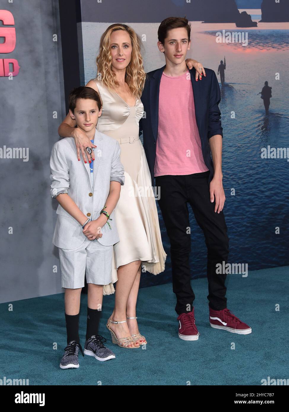 Kim Raver, Luke Boyer and Leo Boyer attending Warner bros. Pictures and ...