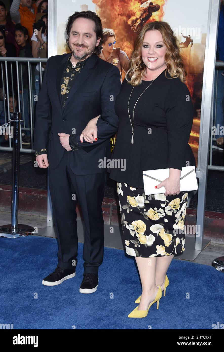 Ben Falcone and Melissa McCarthy arriving at 'Chips' Premiere held at ...