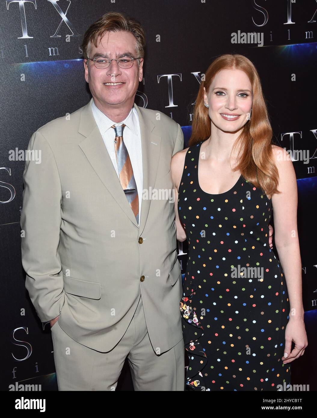 Aaron Sorkin and Jessica Chastain arriving at the STX Films "The State ...
