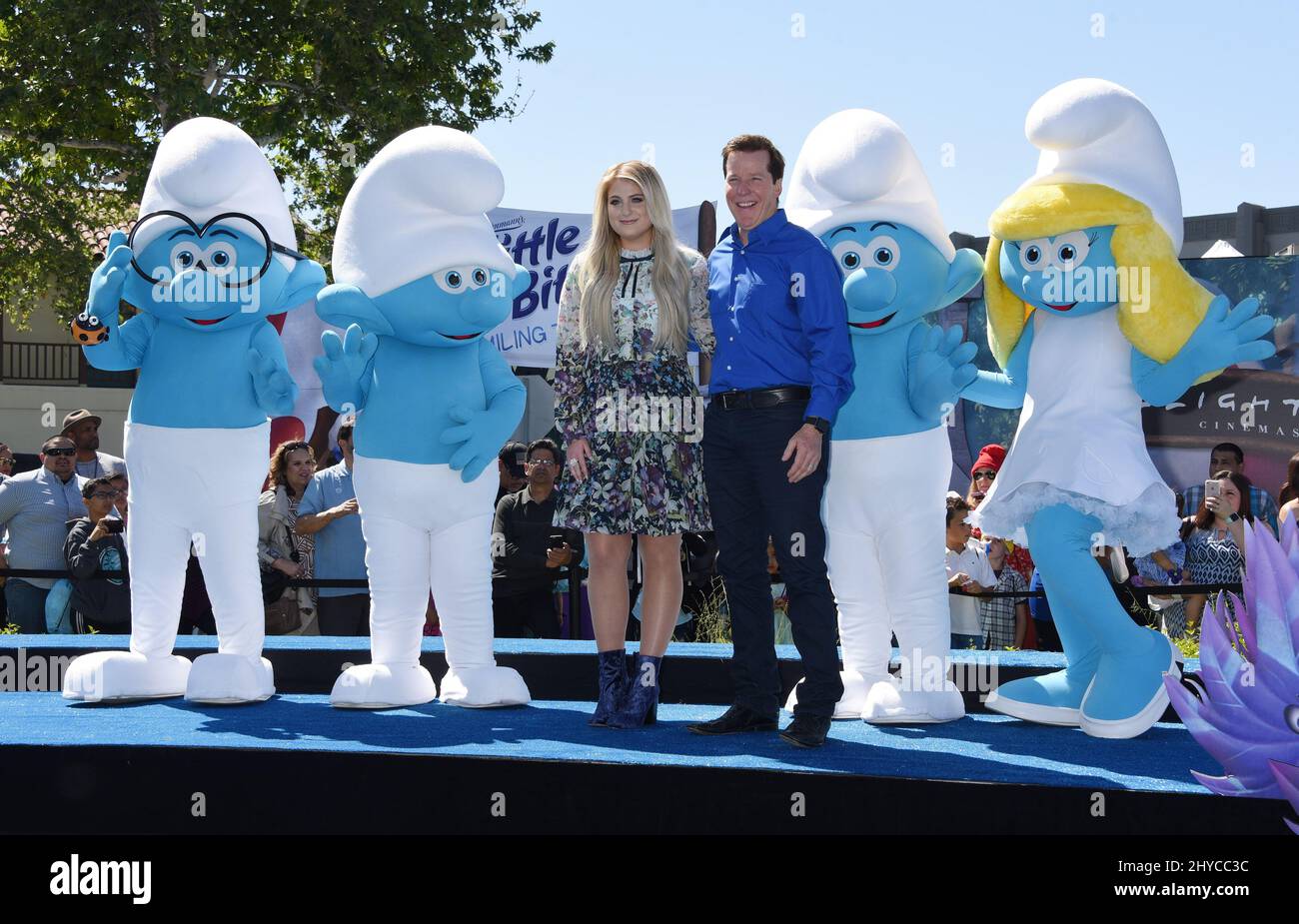 Meghan Trainor, Jeff Dunham and Smurfs attends the premiere of Sony ...