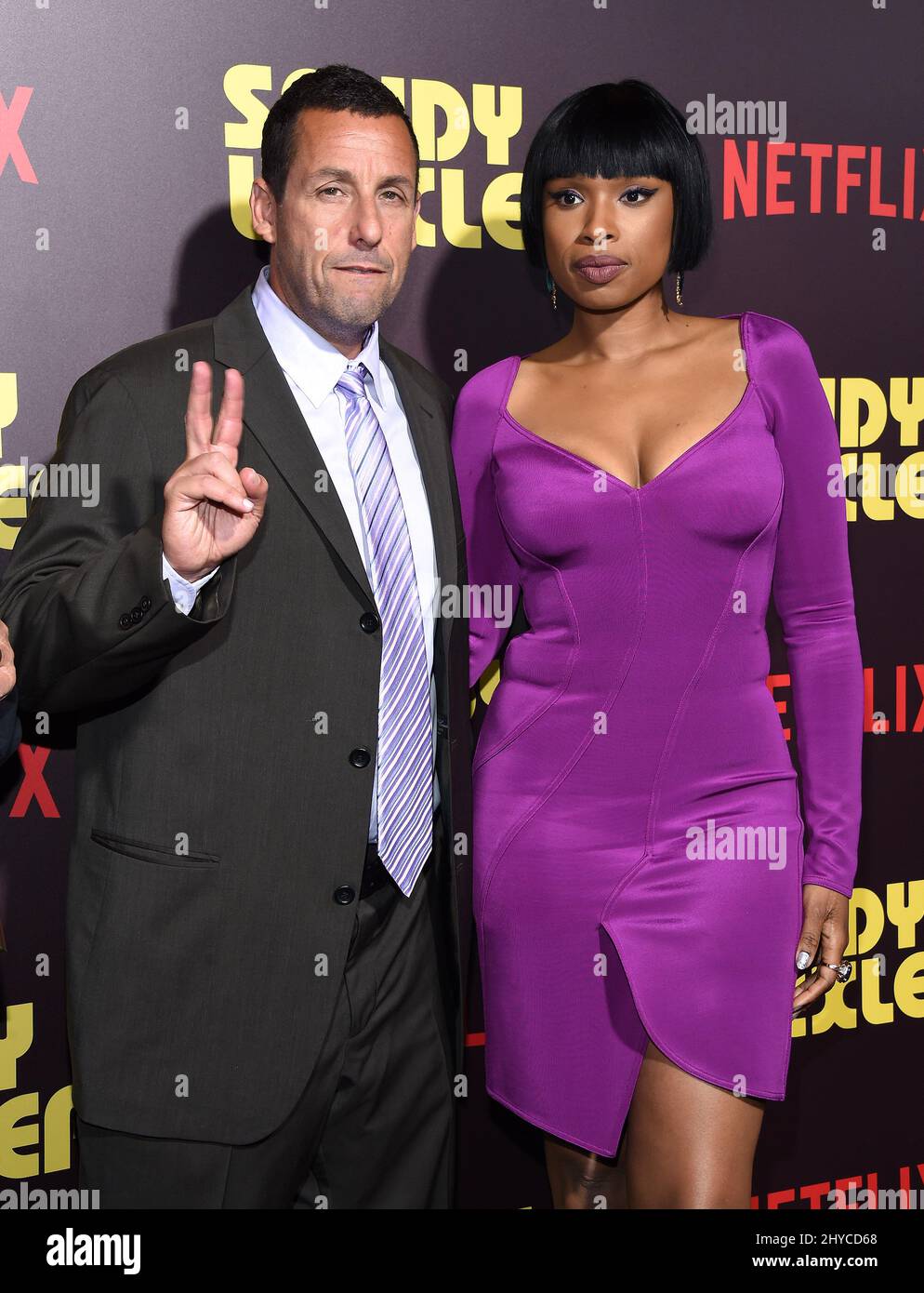 Jennifer Hudson and Adam Sandler arriving to Netflix's "Sandy Wexler ...