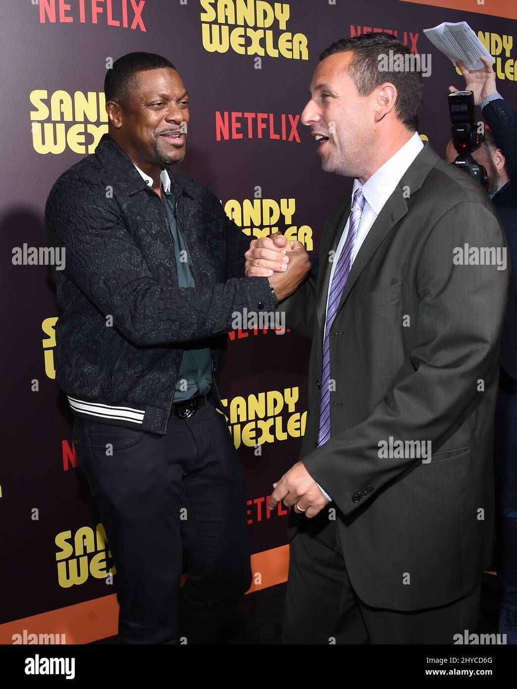 Chris Tucker and Adam Sandler arriving to Netflix's "Sandy Wexler" Los ...