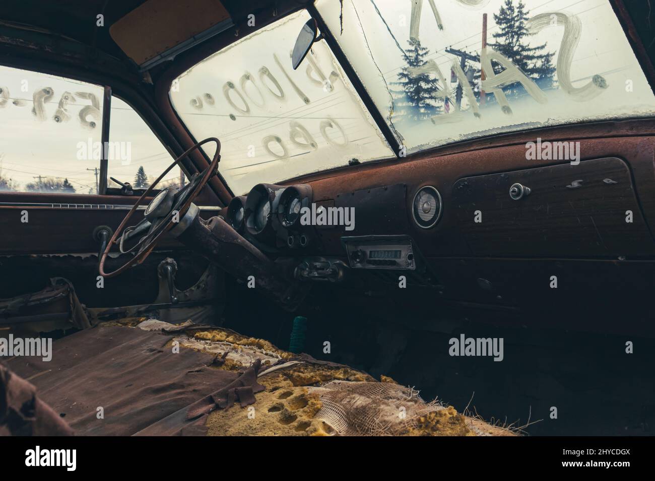 Interior of an abandoned old car Stock Photo - Alamy