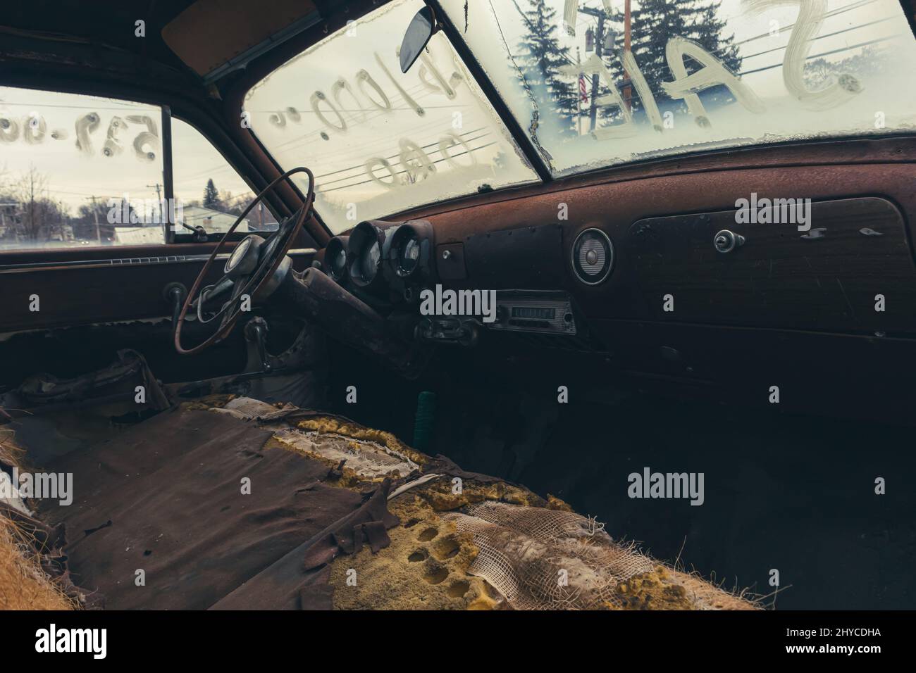 Inside of an old abandoned car Stock Photo - Alamy