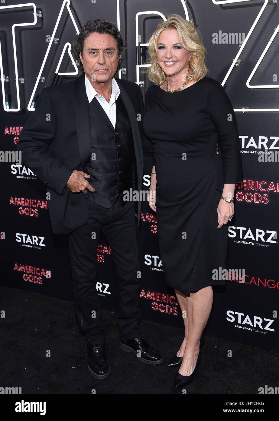 Ian McShane and Gwen Humble arriving to the "American Gods" premiere ...