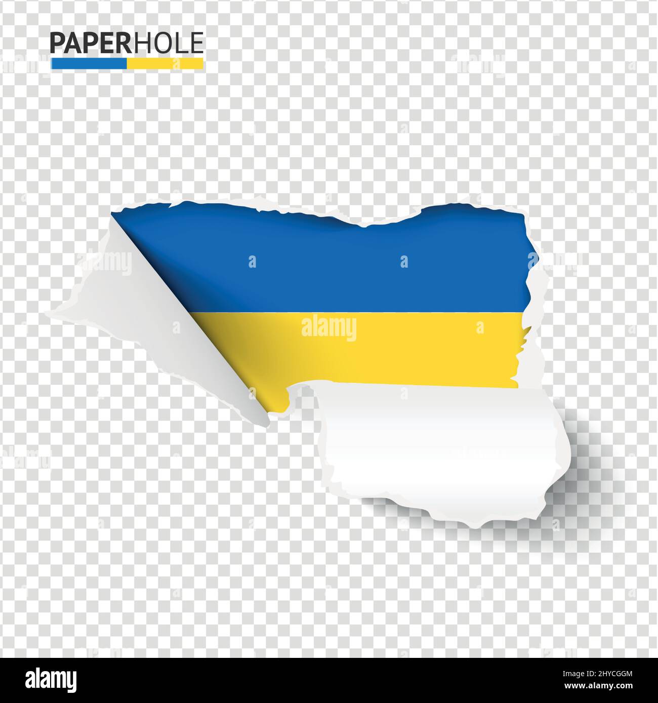 Ukrainian flag. Yellow and blue hole in paper with torn sides Stock ...