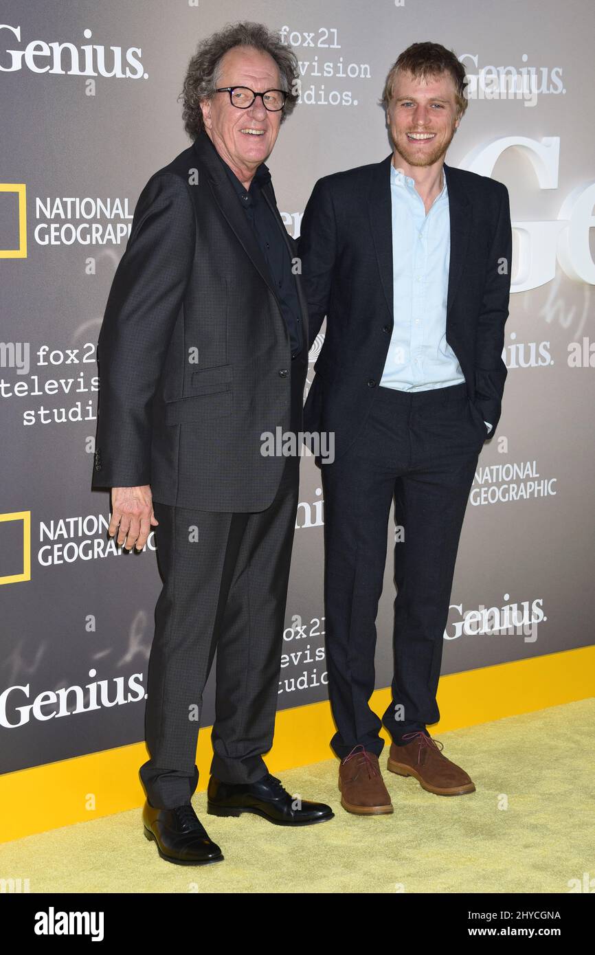 Geoffrey Rush and Johnny Flynn attending National Geographic's "Genius ...