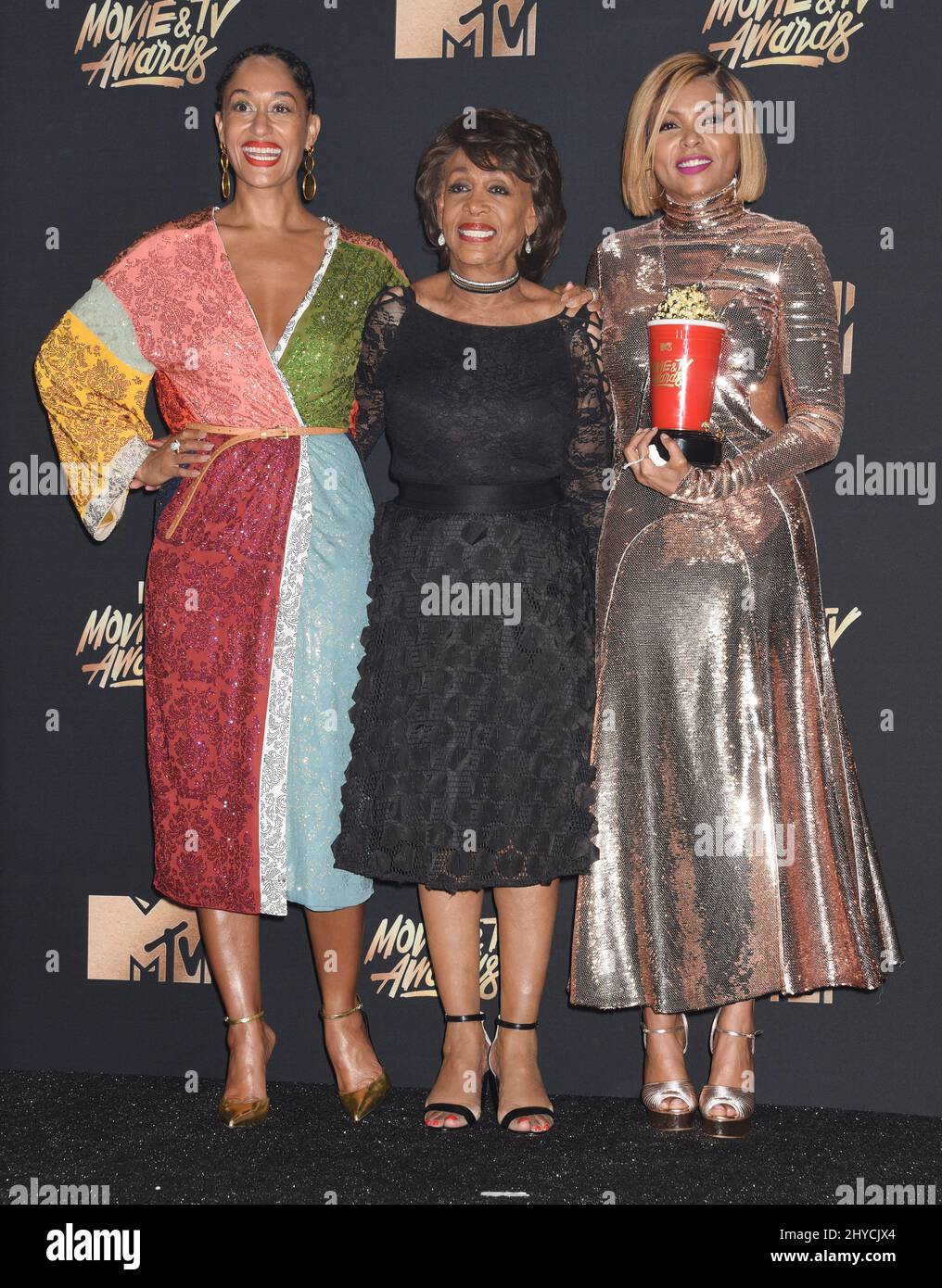 Tracee Ellis Ross, Maxine Waters and Taraji P. Henson in the press room ...
