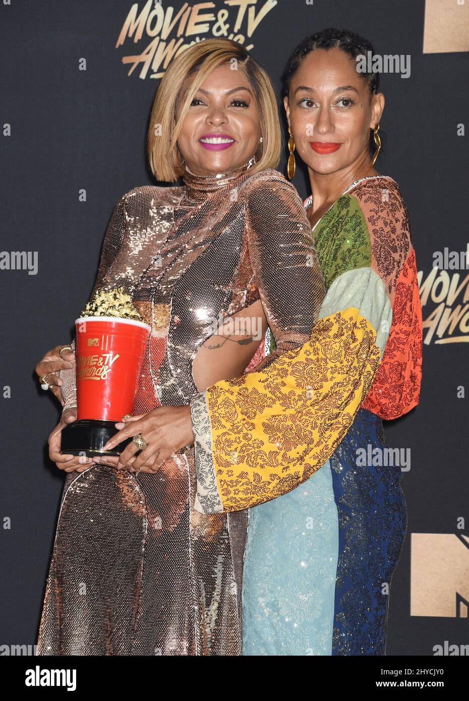 Taraji P. Henson and Tracee Ellis Ross in the press room at the 2017 ...