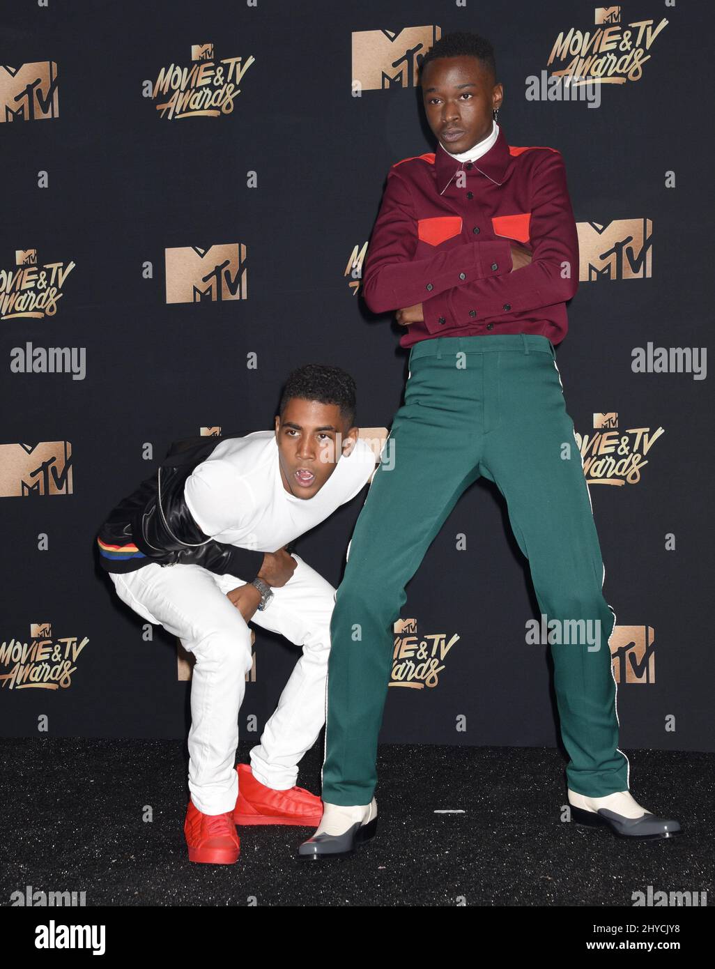 Ashton Sanders and Jharrel Jerome in the press room at the 2017 MTV ...