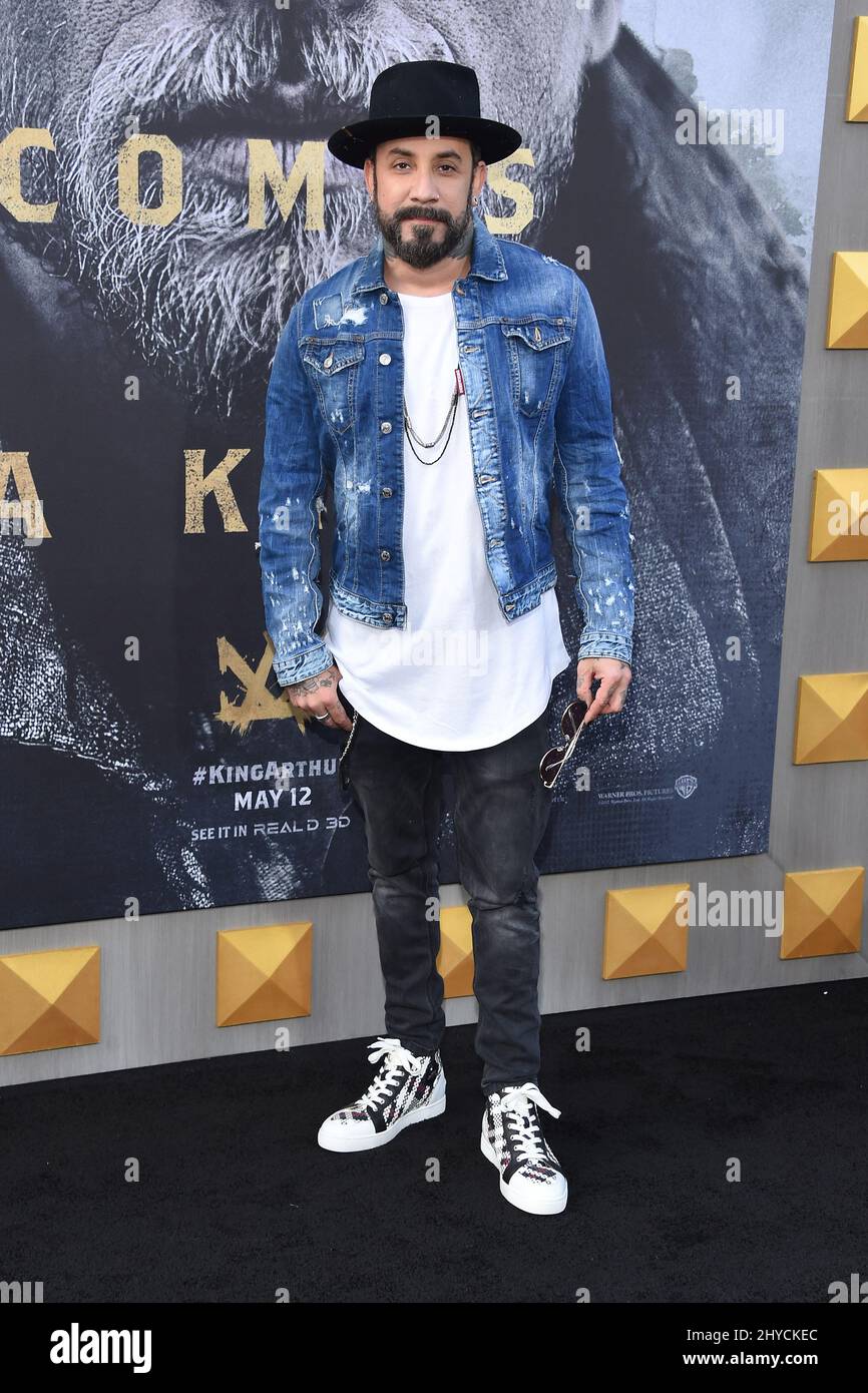 AJ McLean arriving to the "King Arthur: Legend of the Sword" World ...