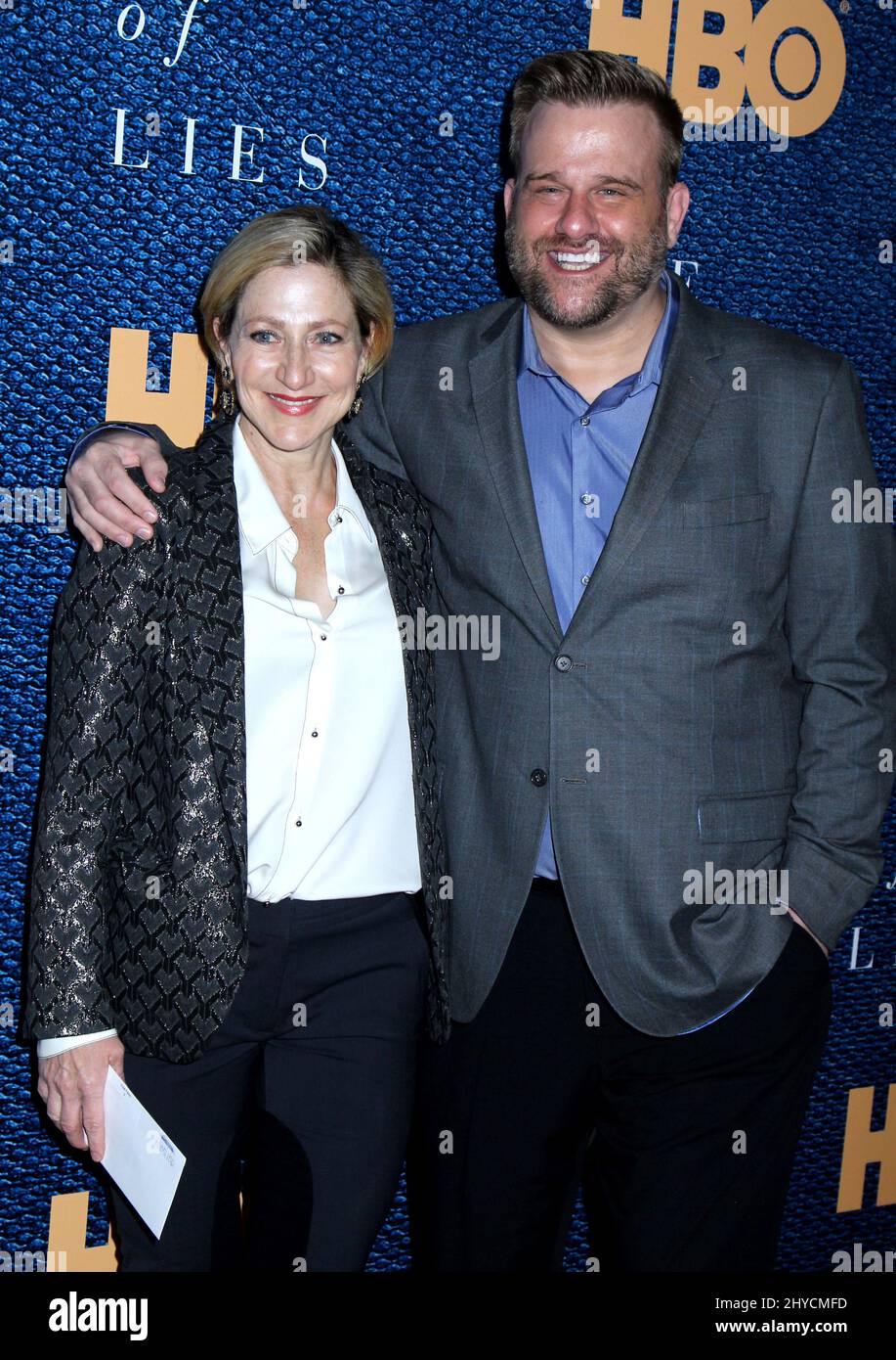 Edie Falco & Stephen Wallem attending the 'The Wizard Of Lies' New York ...