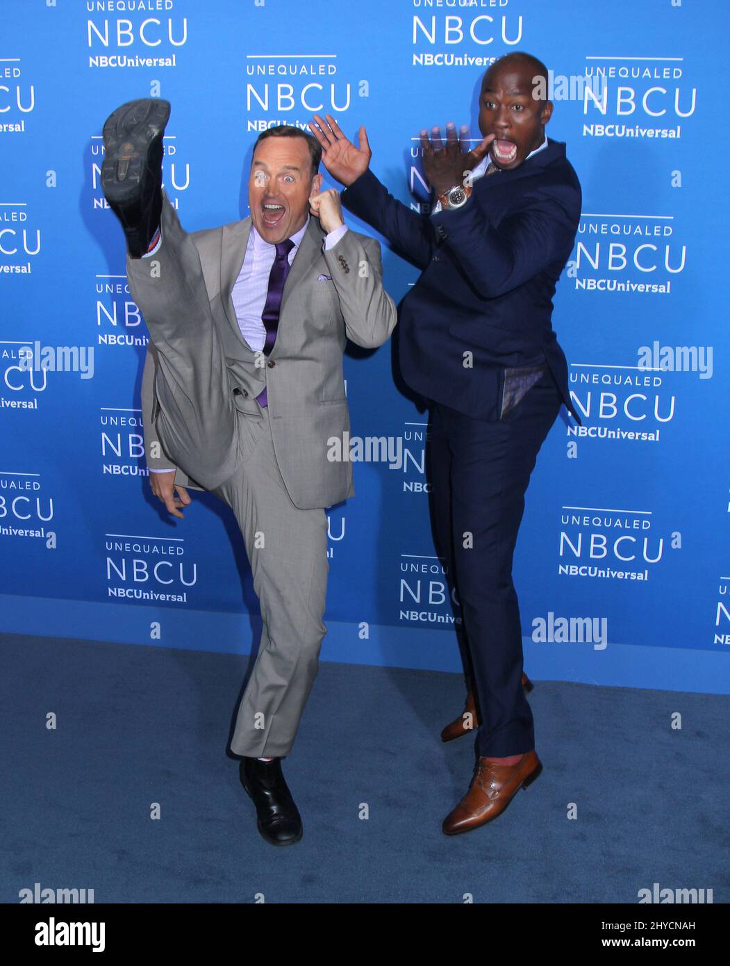 Matt Iseman and Akbar Gbaja-Biamila attending the NBCUniversal 2017 ...