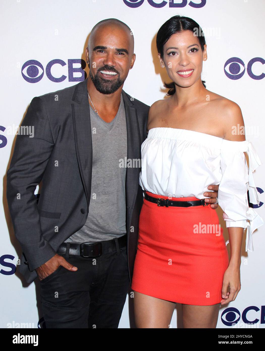Shemar Moore & Stephanie Sigman arriving at CBS 2017 Upfront Held at ...