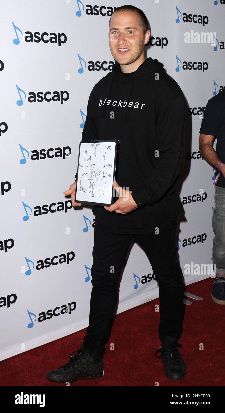 Mike Posner arriving at the ASCAP Pop Music Awards held at The Wiltern ...