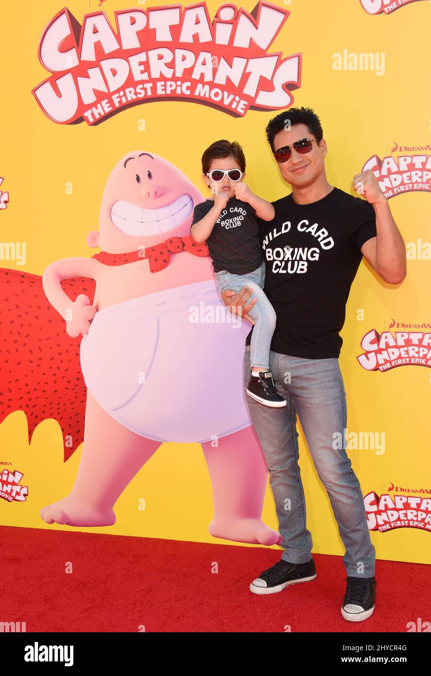 Mario Lopez and Dominic Lopez attending the Captain Underpants: The ...