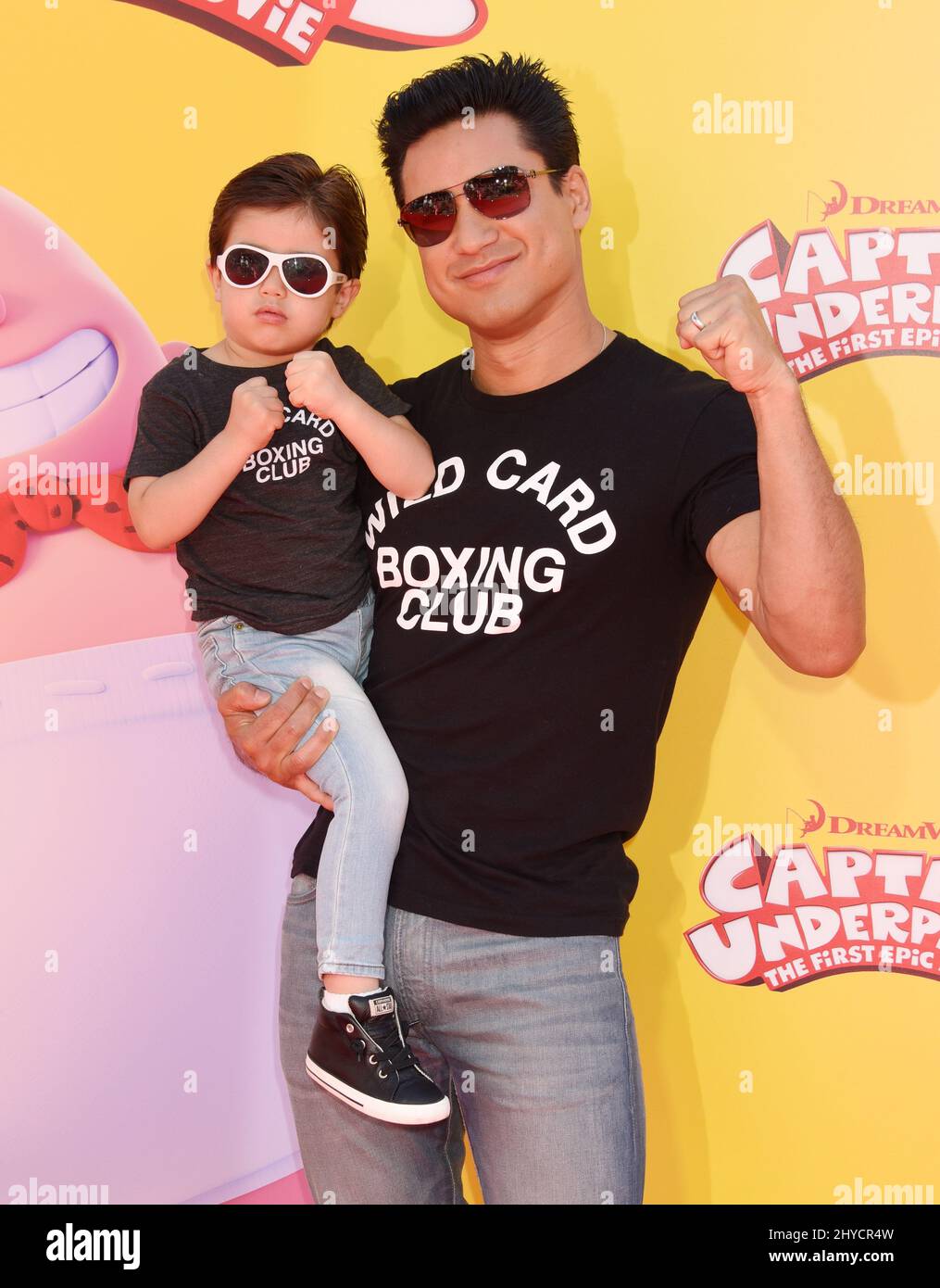 Mario Lopez and Dominic Lopez attending the Captain Underpants: The ...