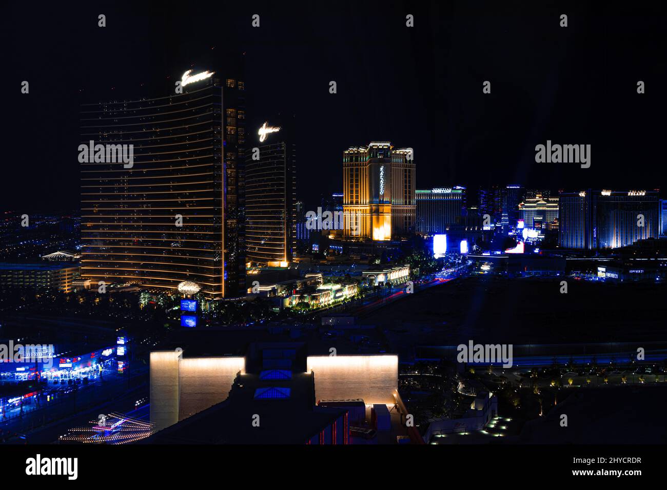 Beautiful night urban shot of high skyscrapers Stock Photo - Alamy