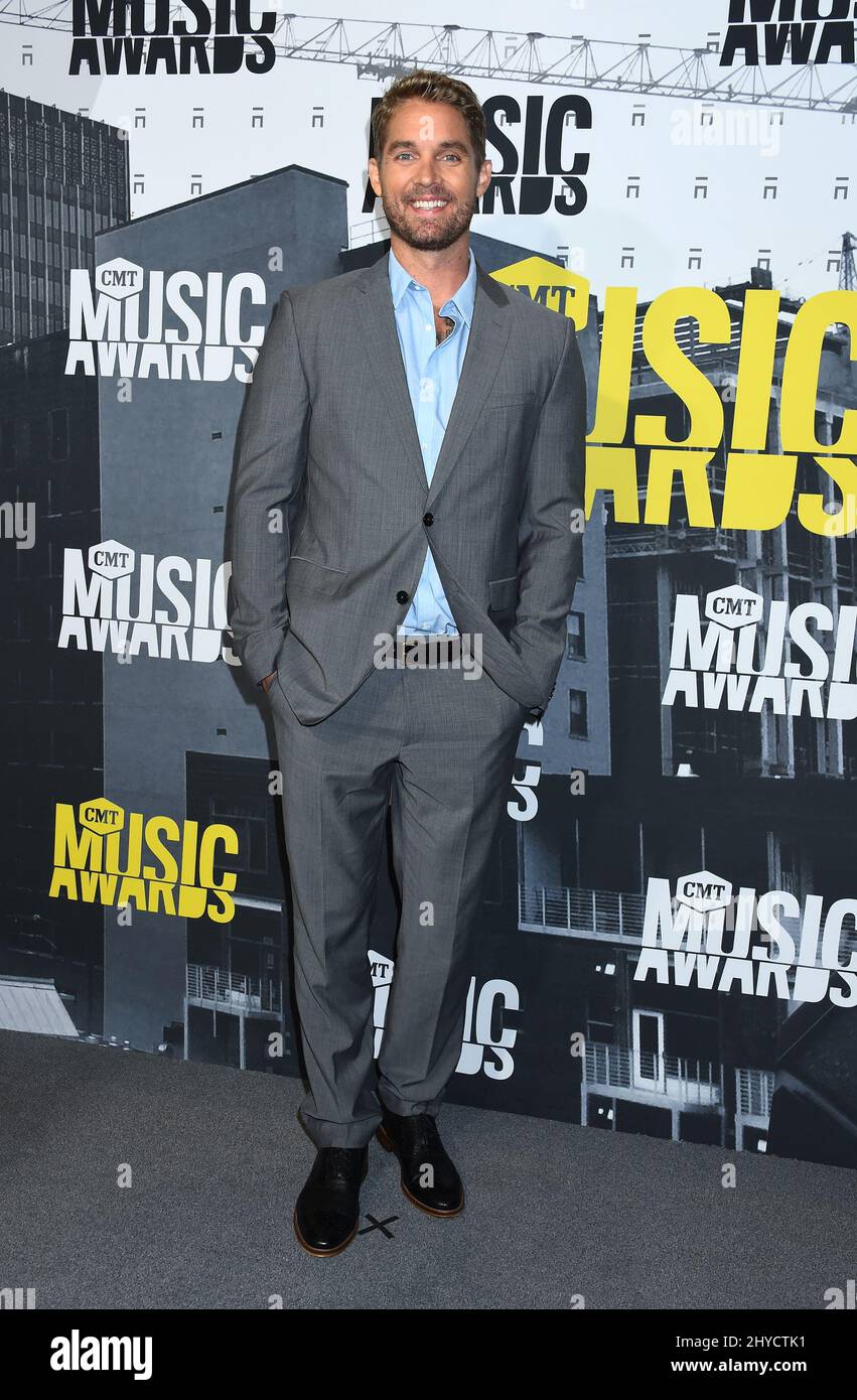 Brett Young attending the CMT Music Awards 2017 held at the Music City ...