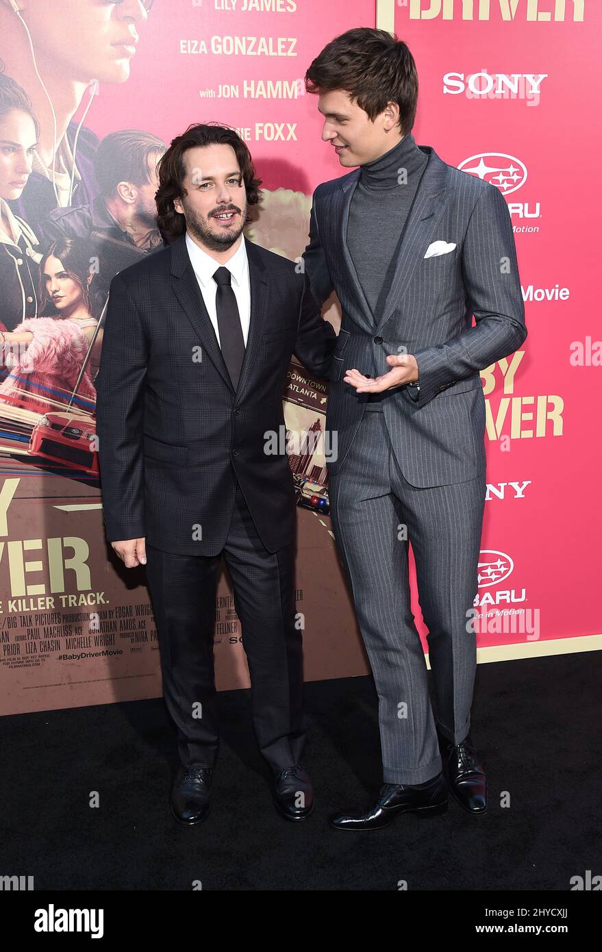 Edgar Wright and Ansel Elgort attending "The Baby Driver" premiere held ...